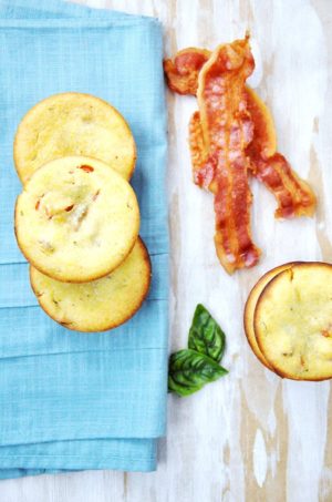 Savory BLT (Bacon, Leafy Basil and Tomato) Breakfast Corn Muffin Recipe ...